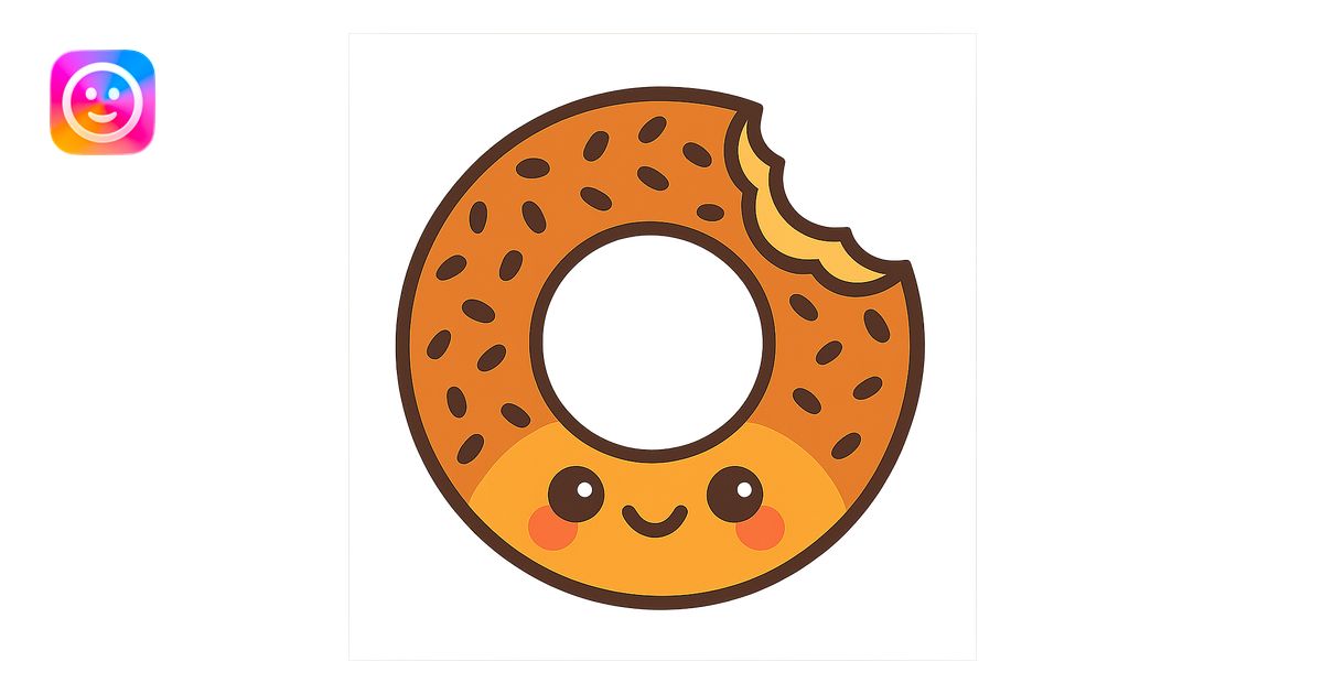 a simit, stylized as a cute cartoon with a bite taken out illustration ...
