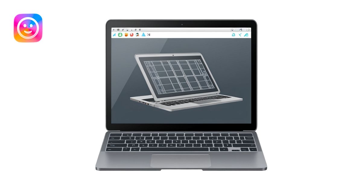 create an emoji of a laptop that has the program autocad architectural ...