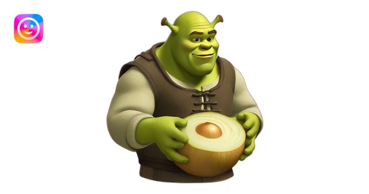 Shrek eating onion emoji | AI Emoji Generator