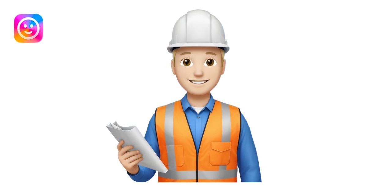 White helmet wearing man who is in civil engineering field visit emoji ...