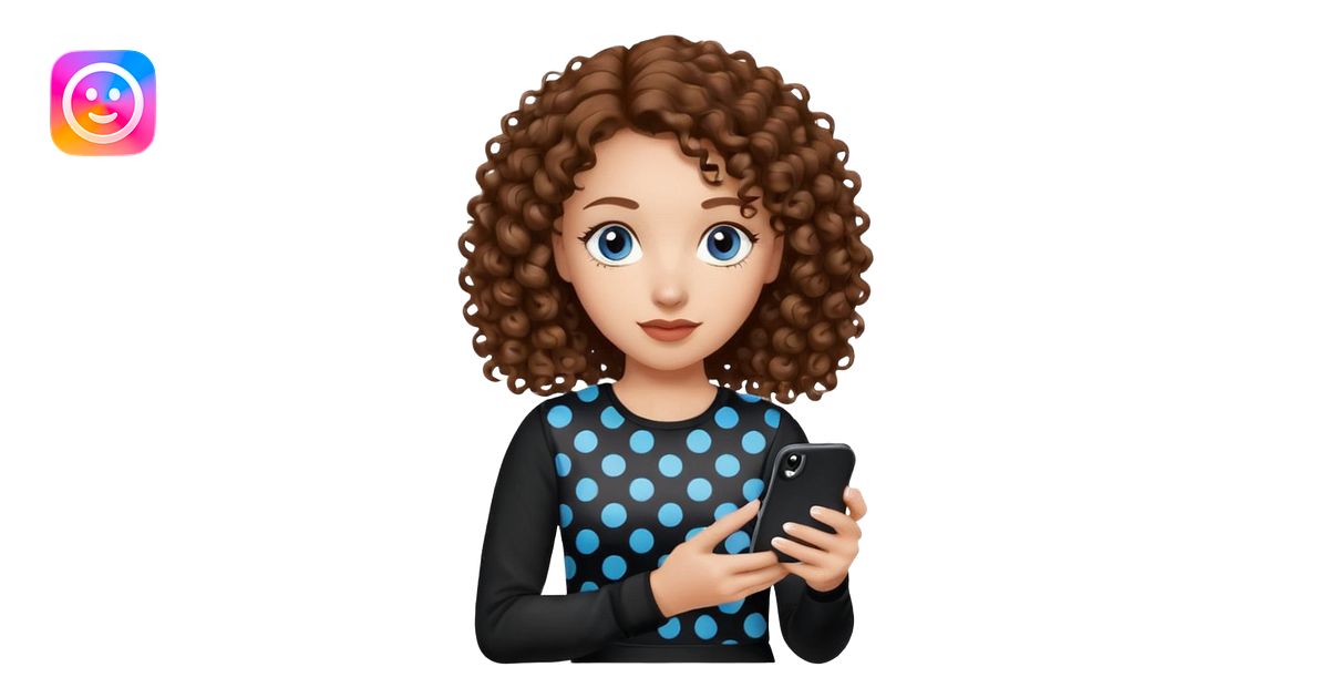 generate a pretty woman with blue eyes, light skin and medium brown curly shiny hair holding an ...