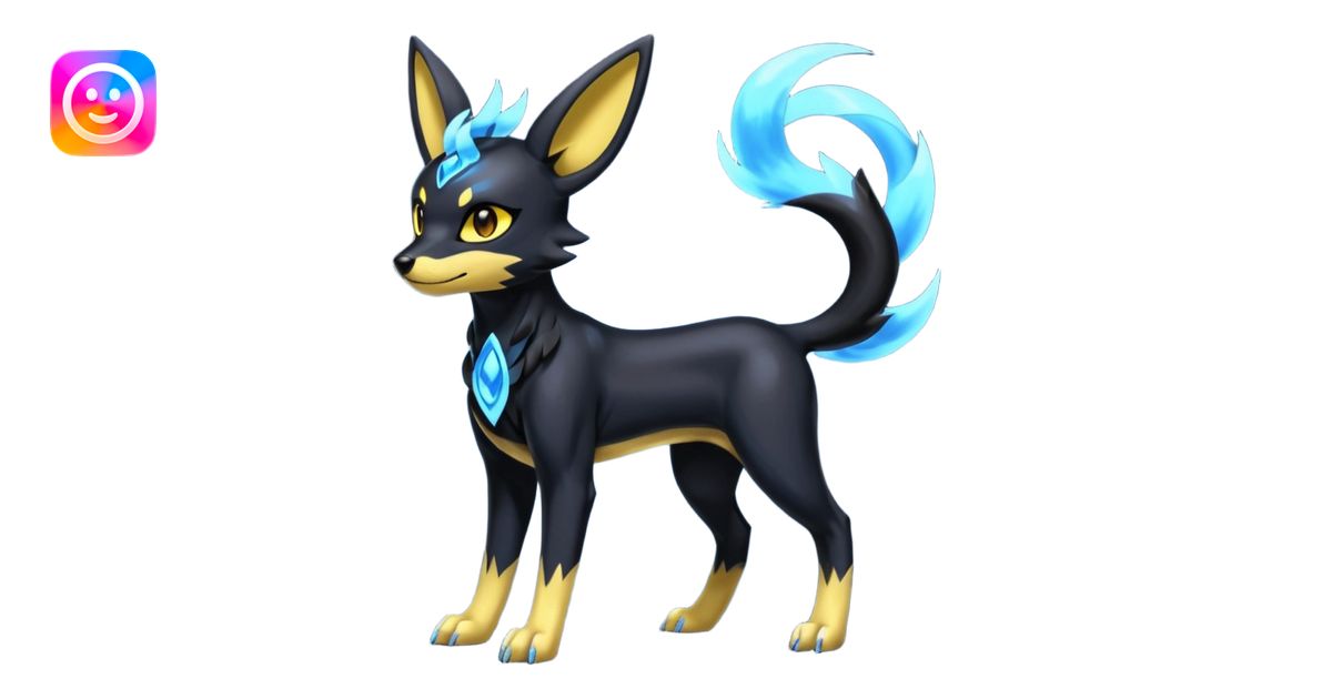 Shiny 4-legged Umbreon-Amaura-Houndoom-Zeraora-fusion, full body emoji ...