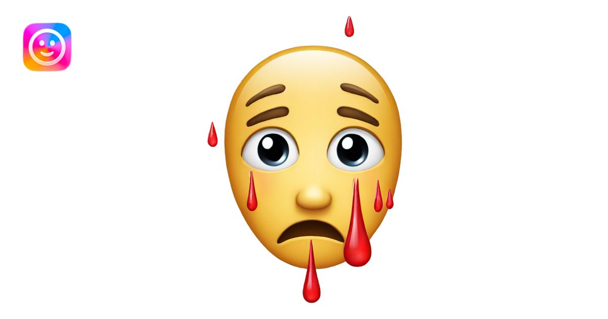Crying face emoji with red tear drops emoji | AI Emoji Generator