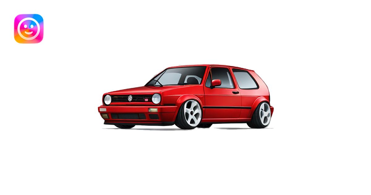 Volkswagen Golf 3 GTI red stanced emoji | AI Emoji Generator