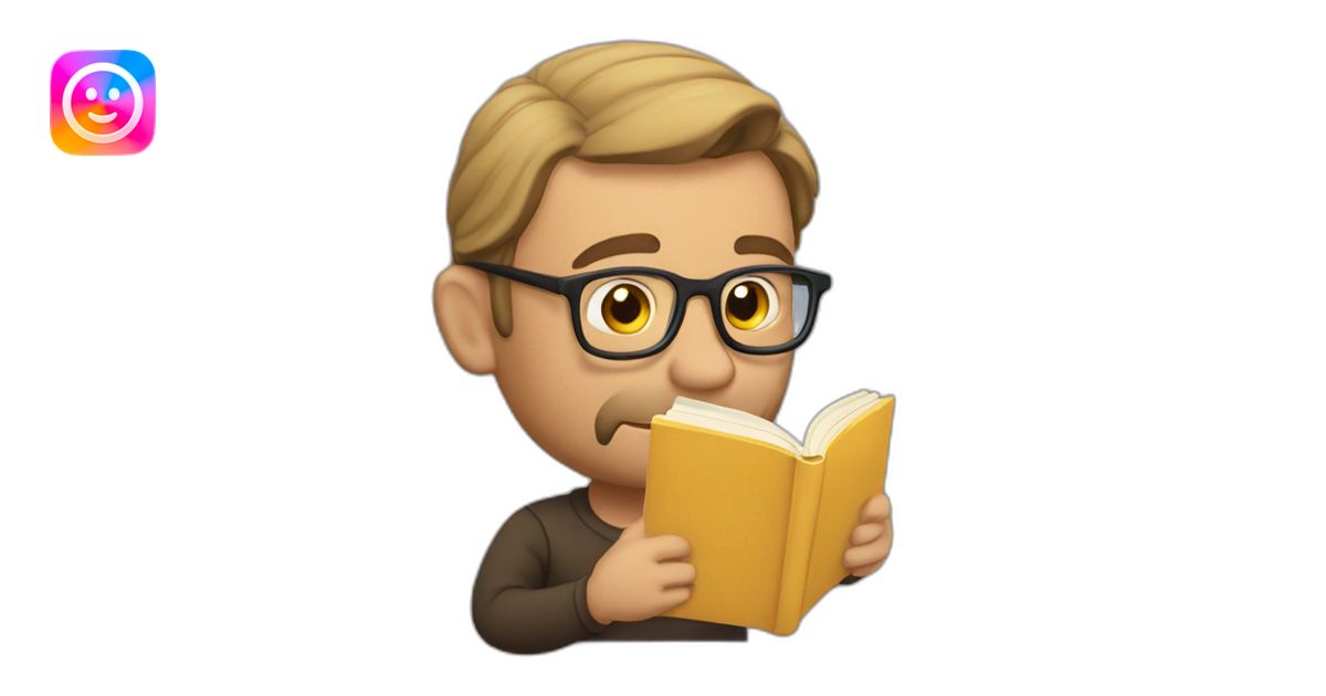 Daniel Jackson reading a book emoji | AI Emoji Generator
