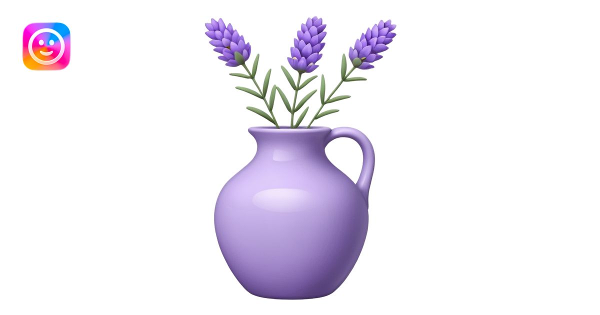 A small white vase holding one lavender flower. emoji | AI Emoji Generator