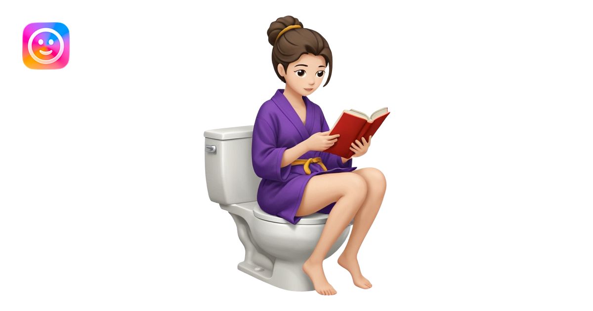 A woman is sitting on the toilet, her pants are pulled down and she it ...