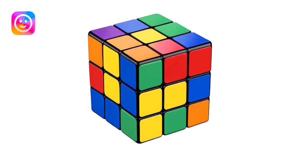 A 3x3 Rubik's Cube with rainbow colors: purple, blue, green, yellow ...