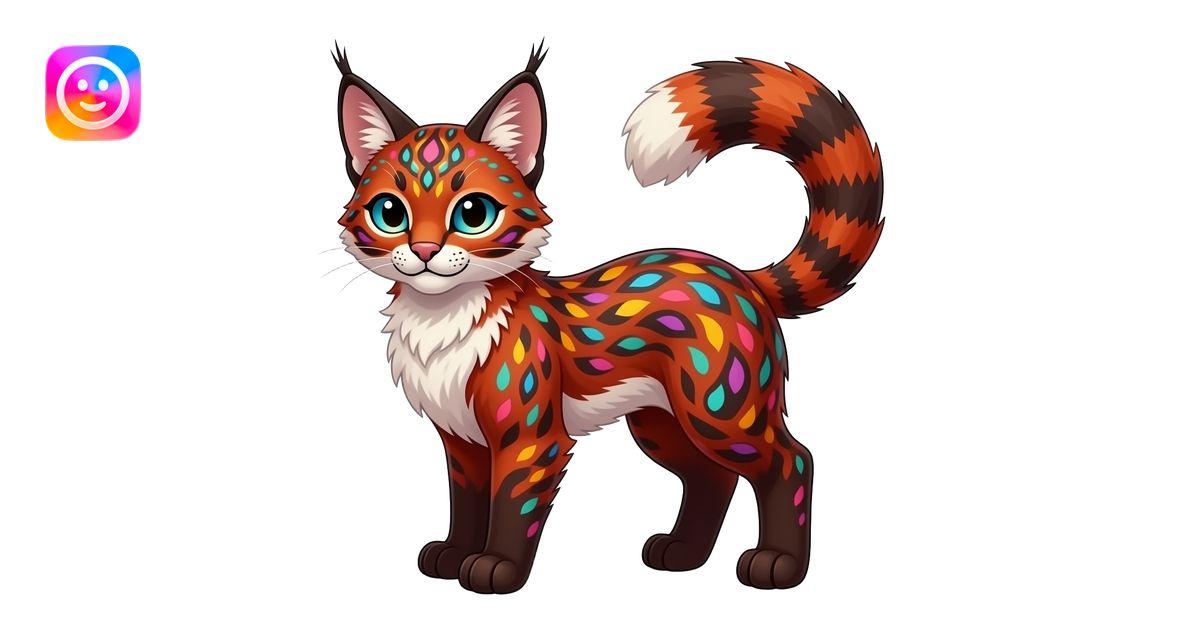 Vibrant-colored red-dark-brownish-furred colorful painted marked ...