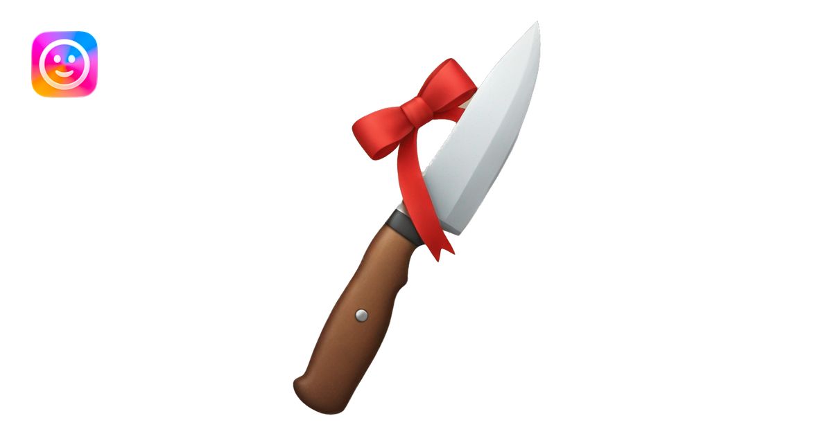 create a knife emoji and make the knife red with a bow on the handle ...