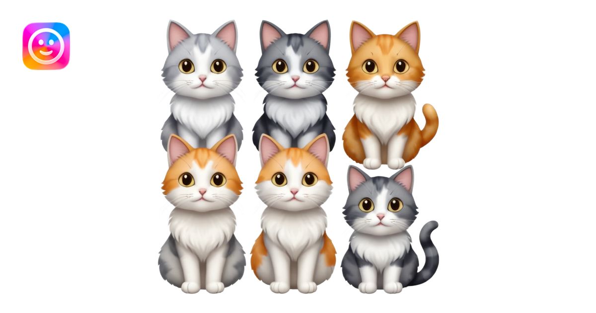 6 realistic looking cats with different natural coloured coats ...