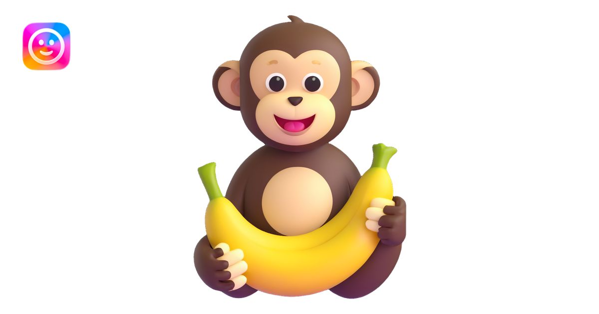 gibbon with banana, smiling emoji | AI Emoji Generator