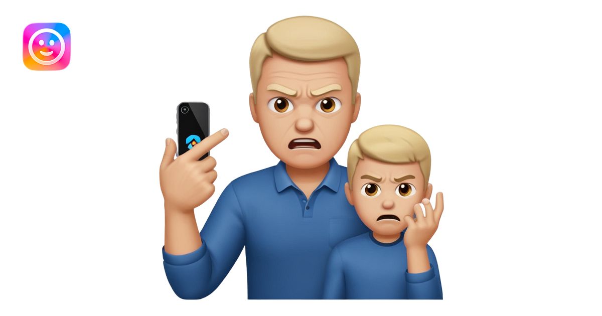 Dad scolding his son for playing video games emoji | AI Emoji Generator