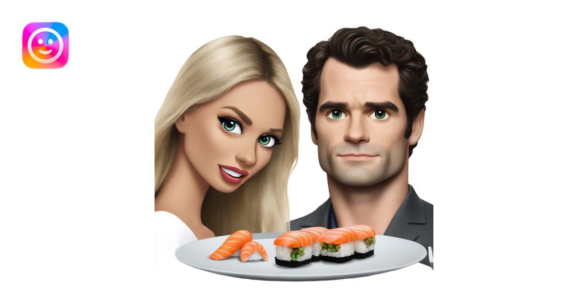 realistic photo of Henry Cavill eating sushi with a beautiful victoria ...