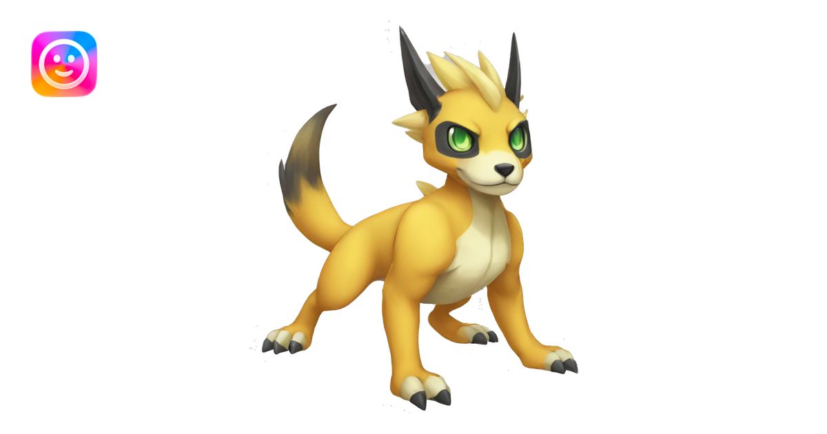 cute cool edgy Digimon-Fakemon-animal full body emoji | AI Emoji Generator
