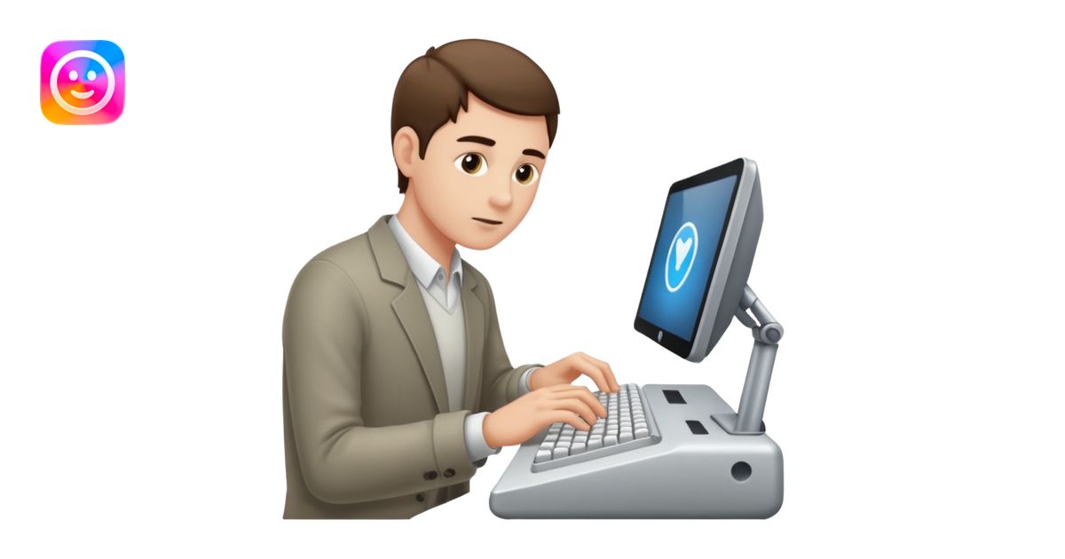 Man tapping computer emoji | AI Emoji Generator