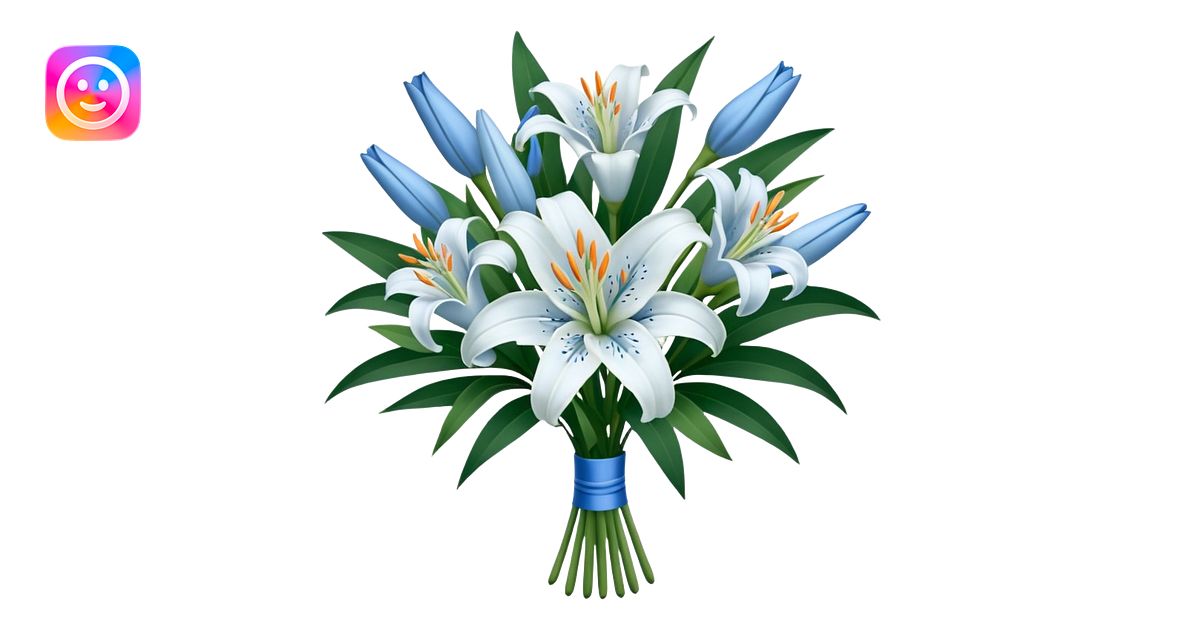 Big white and blue bouquet of Lillie’s emoji | AI Emoji Generator