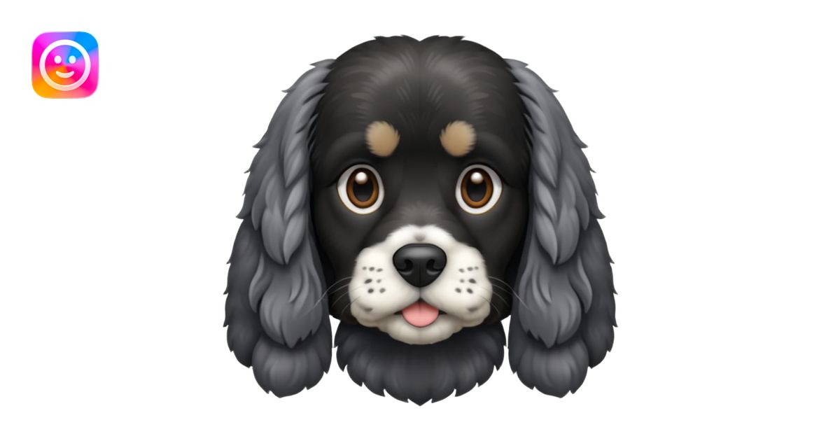Black and grey cocker spaniel emoji | AI Emoji Generator