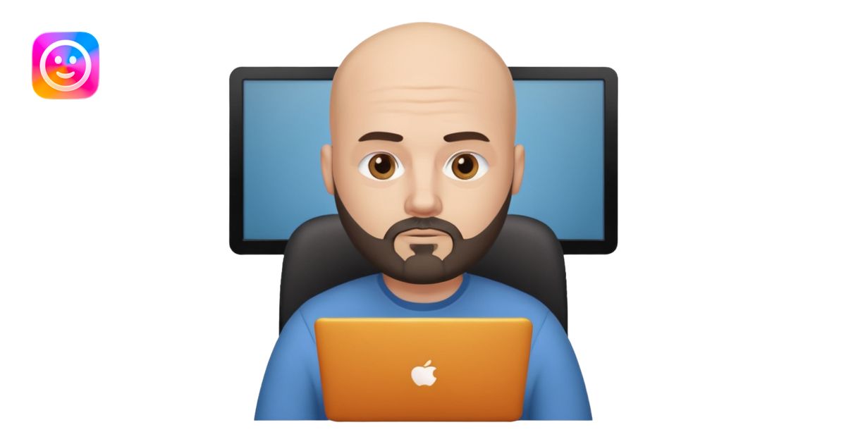 Bald white guy with black chin and jaw beard who works remotely with ...