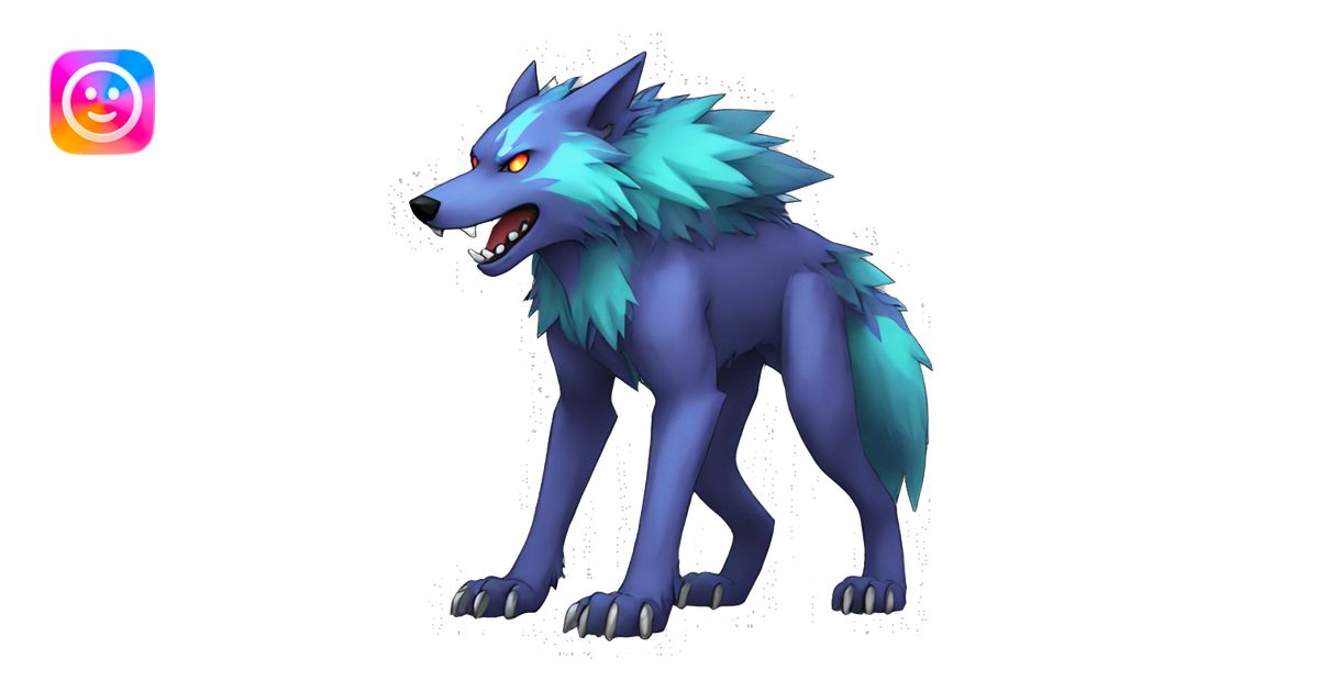 Edgy Colorful Digimon-Fakemon-Wolf full body emoji | AI Emoji Generator