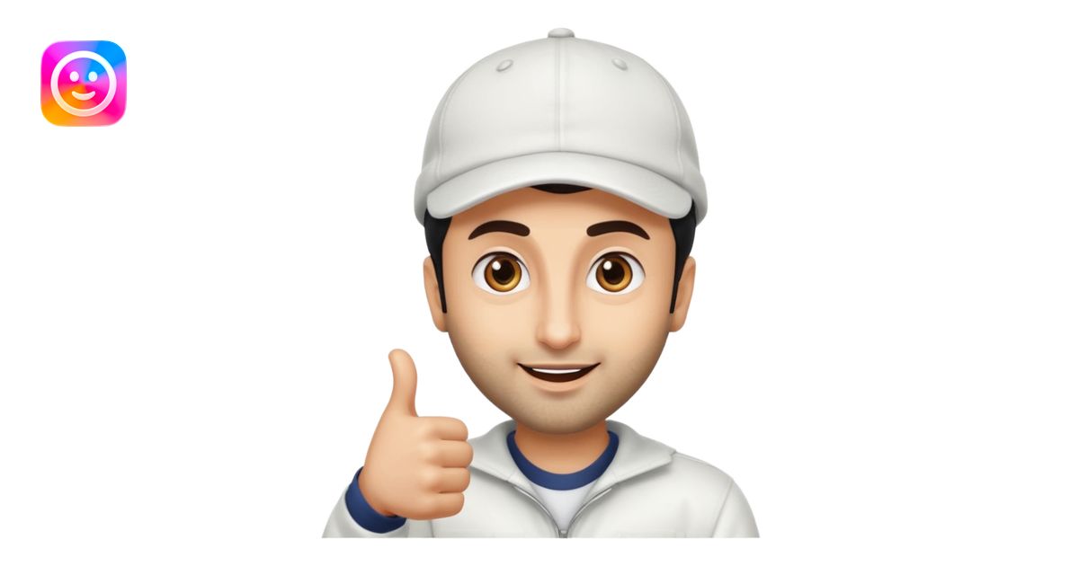generate a pretty bratz emoji of ranbir kapoor wearing a white cap and ...