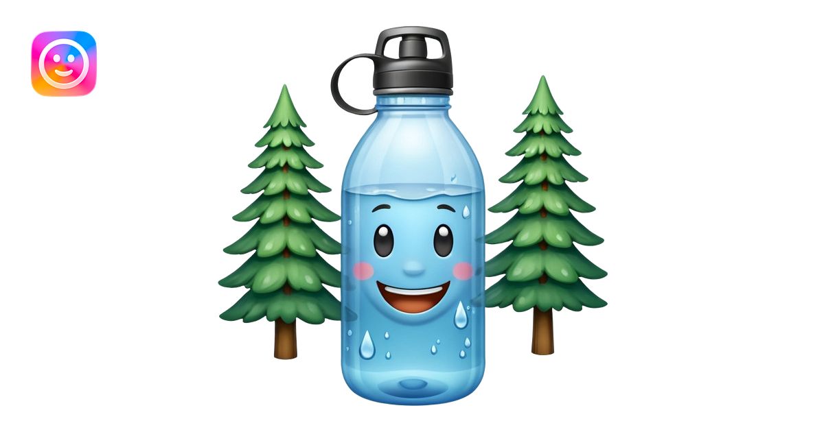 make a water bottle smile in a forests emoji | AI Emoji Generator