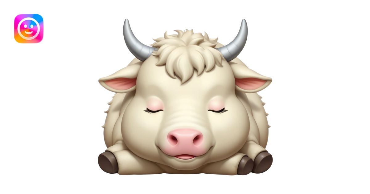 Meme-Worthy Cute Sleeping Domestic Ox Portrait Emoji, Head resting ...