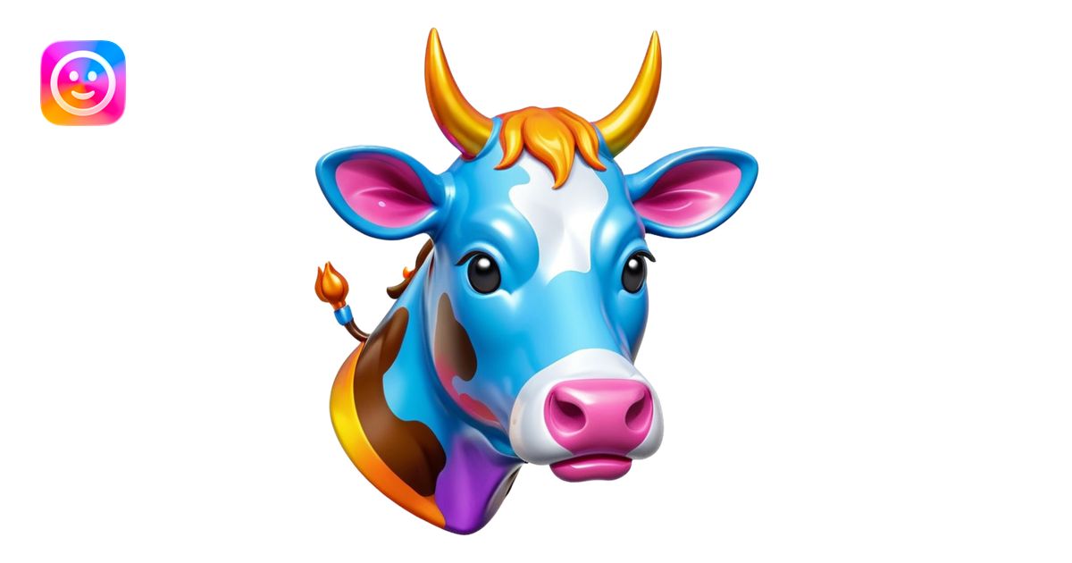 jeff koons style vinyl balloon girl cow sculpture emoji | AI Emoji ...
