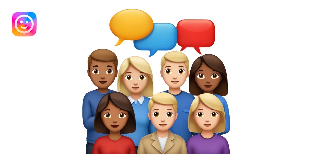 lots of people communicating with each other with speech bubbles emoji ...