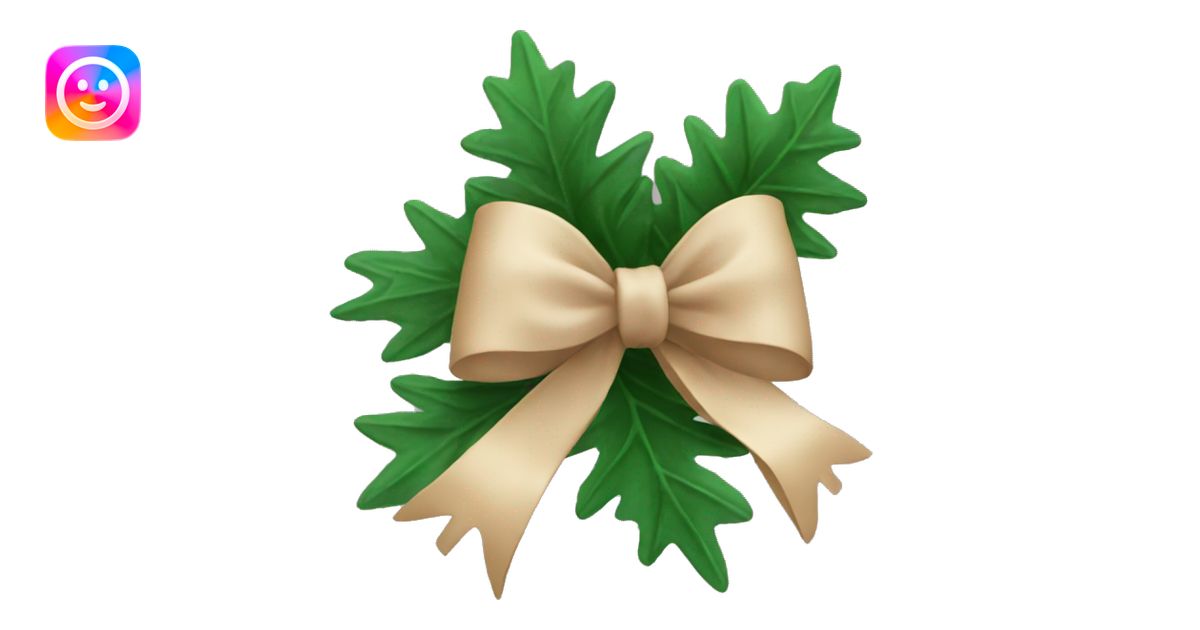 Christmas branch with beige bow emoji | AI Emoji Generator