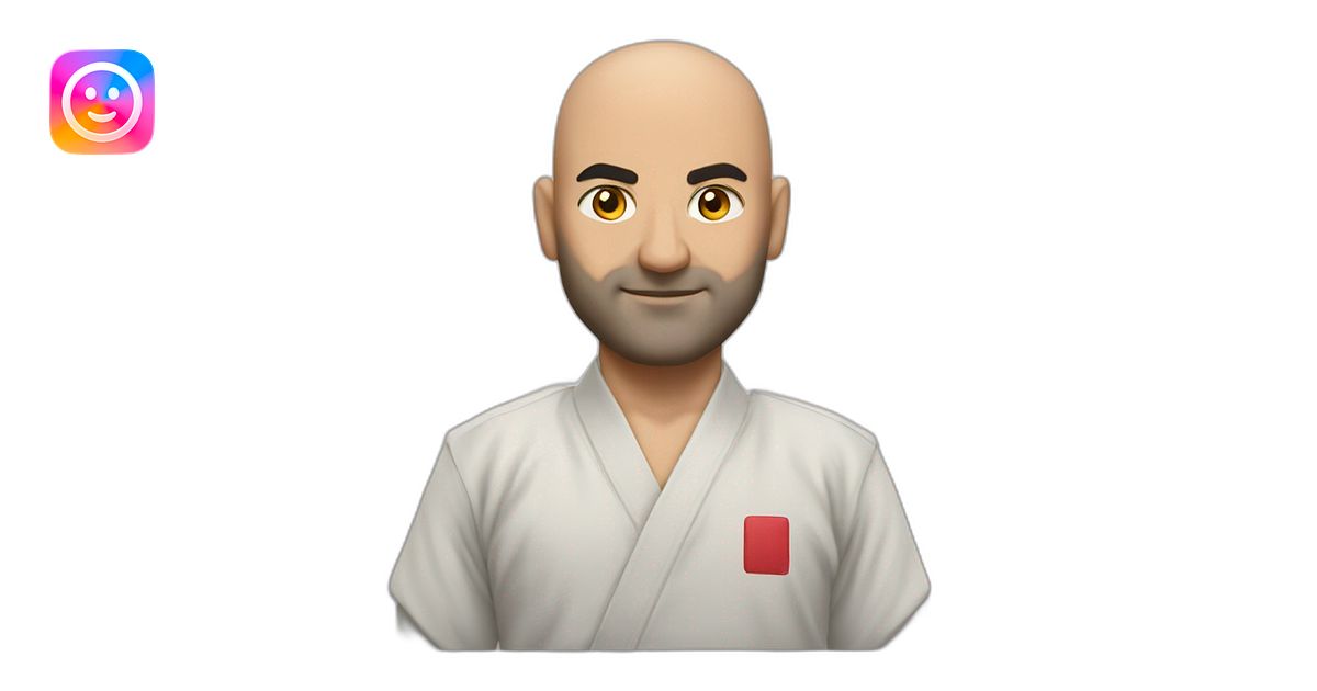 Bald Lebanese strong man in kata and dojo suit emoji | AI Emoji Generator