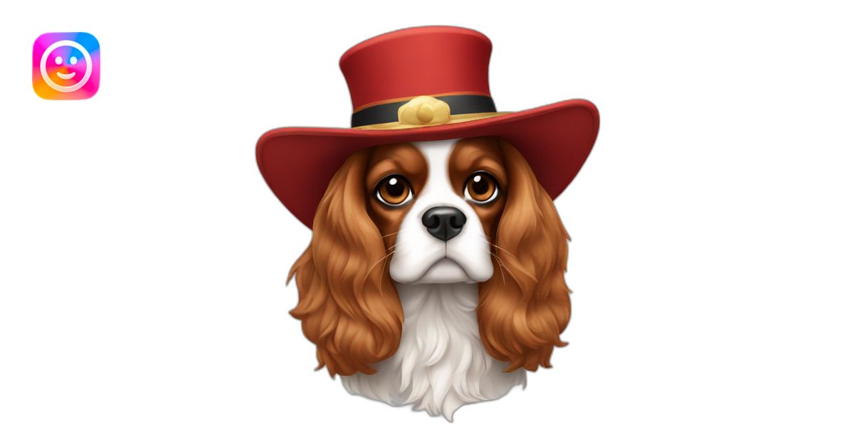 King Charles Cavalier dog wearing a hat emoji | AI Emoji Generator