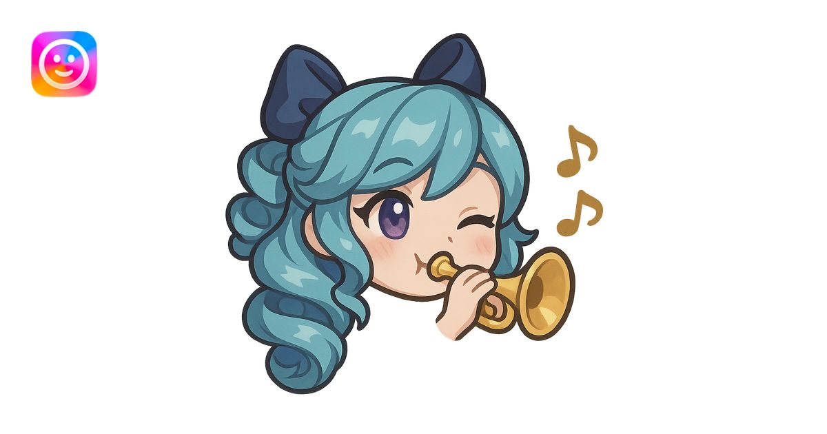 chibi style emote of Gwen from League of Legends, just the head, right ...