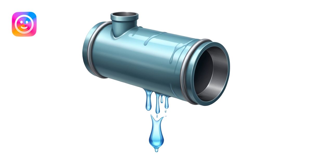 sewer steel shiny pipe with leaking water emoji | AI Emoji Generator