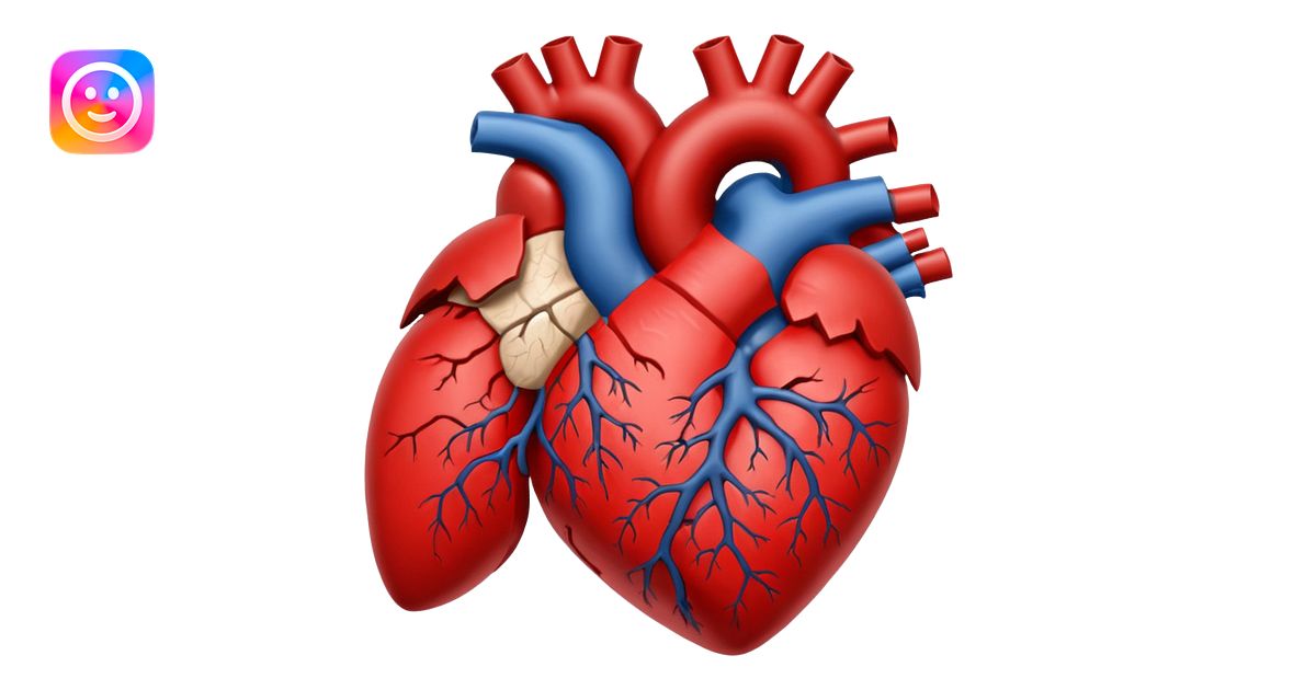 Make a realistic version of this emoji: 💔. Make it a real human heart ...