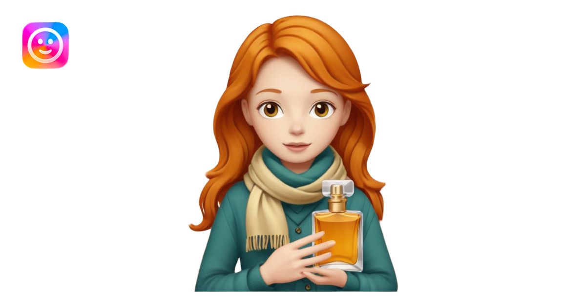 Ginger girl , cute, perfume in her hand, in autumn emoji | AI Emoji ...