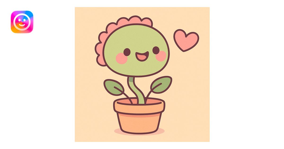 kawaii venus flytrap with a heart, round face, happy expression, soft ...