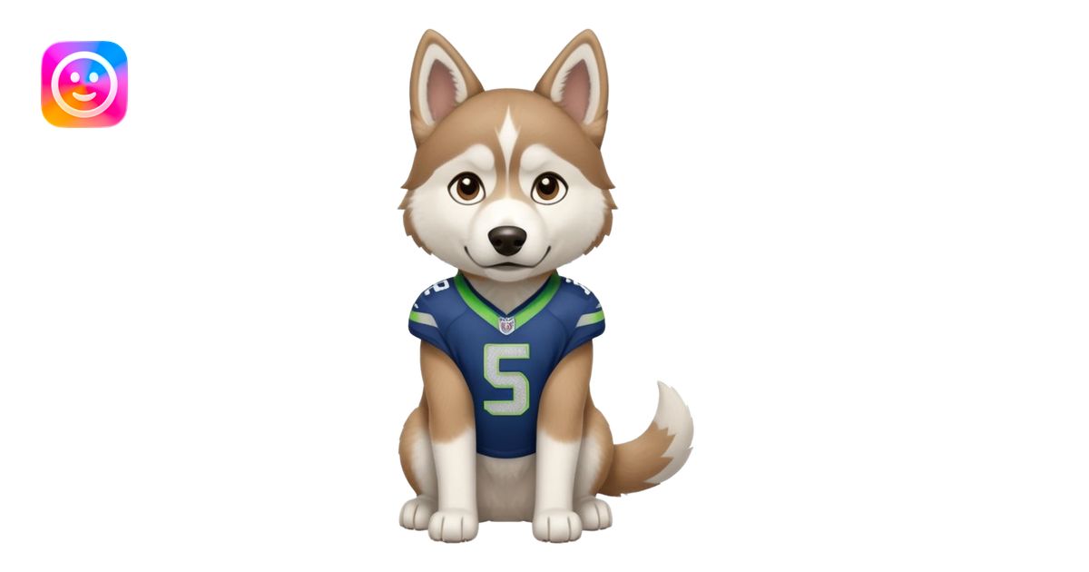 White brown husky with Seattle Seahawks gear emoji | AI Emoji Generator