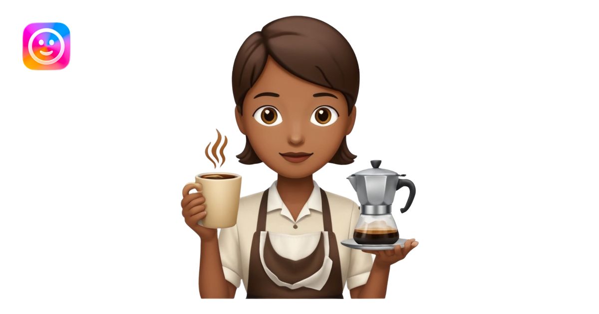 hazme una persona atendiendo una cafeteria universitaria emoji | AI ...