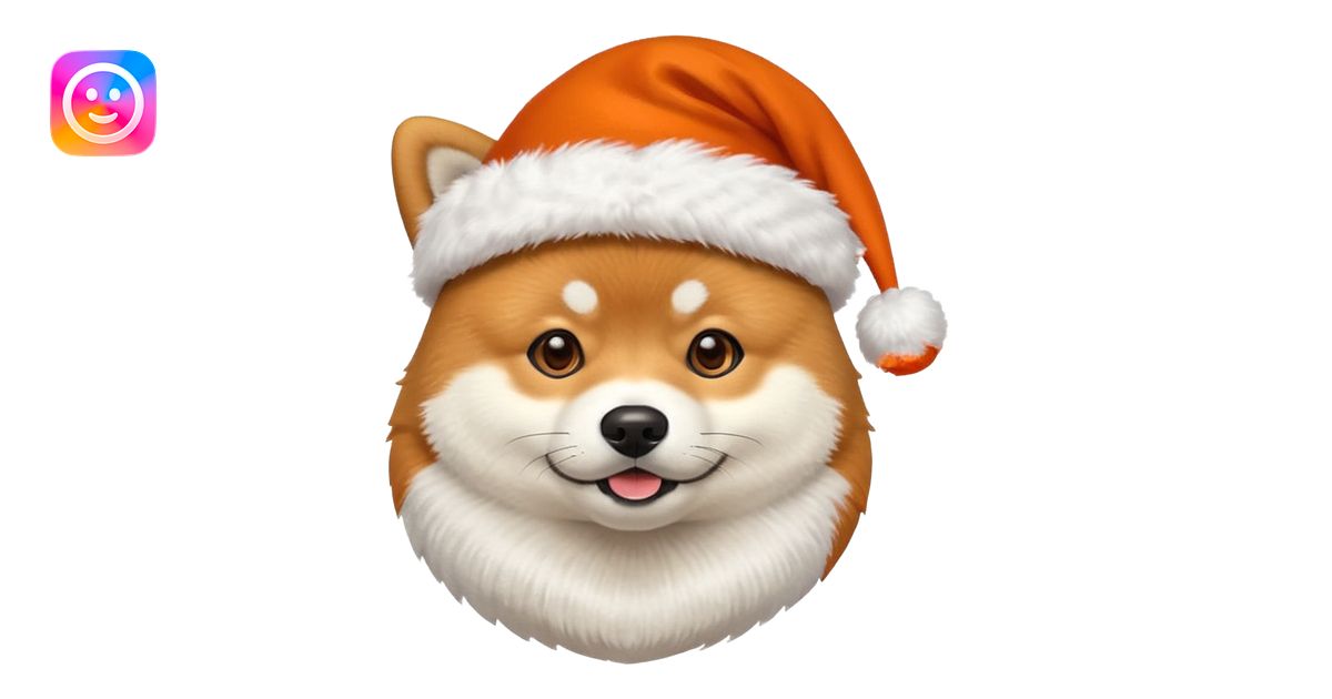 Shiba inu gif portant un chapeau de noel avec un pompon blanc qui bouge ...