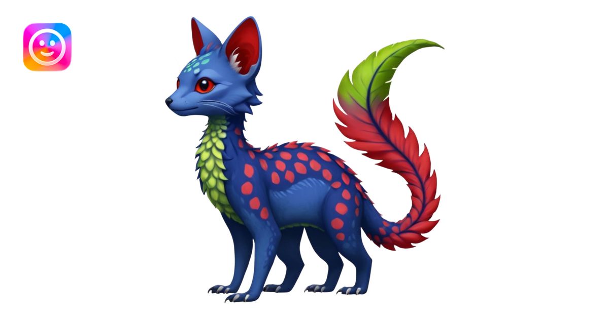 Feral Rare Fantasy vibrant tropical red and indigo and lime-collred ...