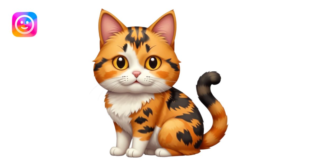 full body calico tabby cat with small head and short but chubby body ...