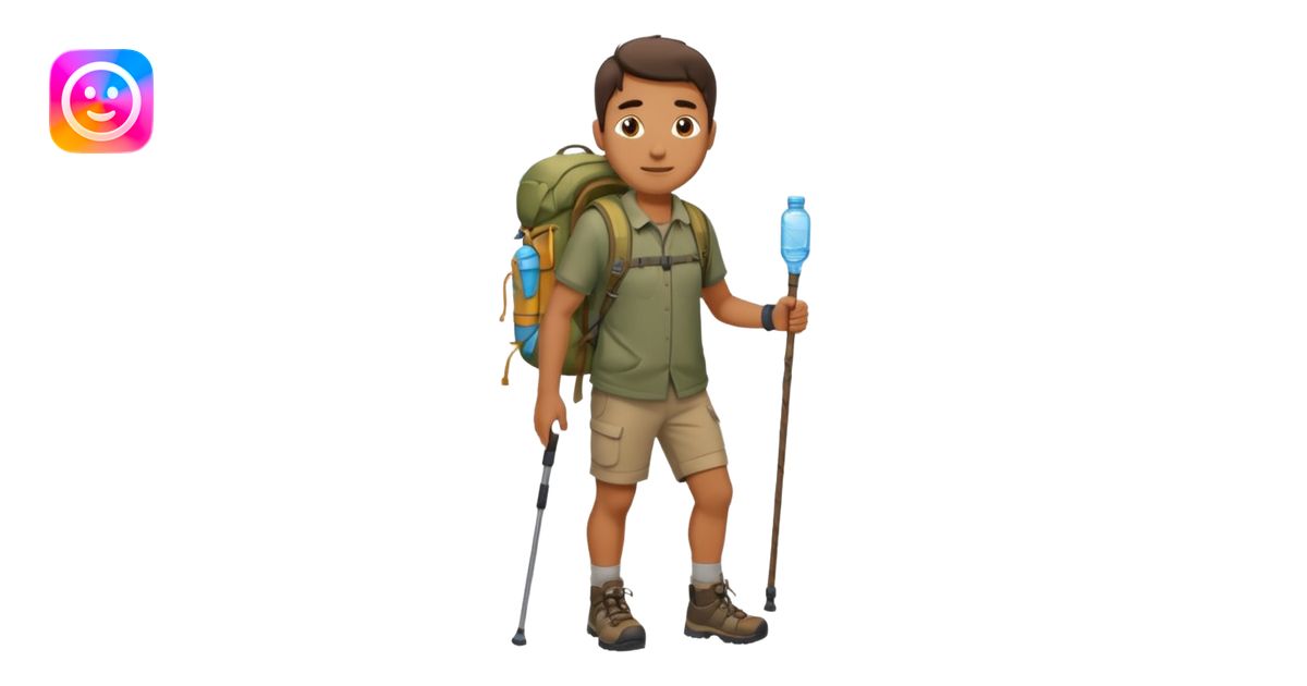 memoji face iphone: men, a solo hiker with carrying a few items and ...