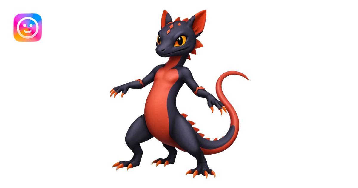 Salandit-Noibat-Litten-Hybrid (Full body) emoji | AI Emoji Generator