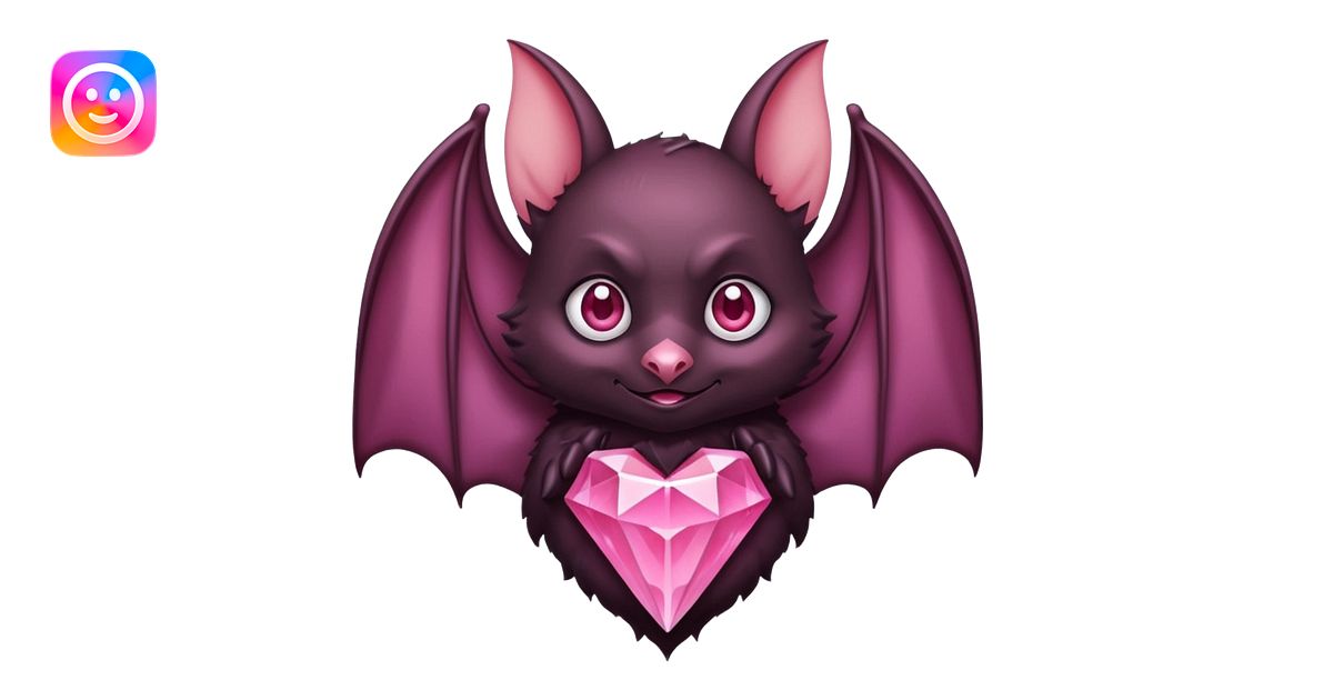 a normal bat witha pink diamond in its forhead, the full bat with his ...