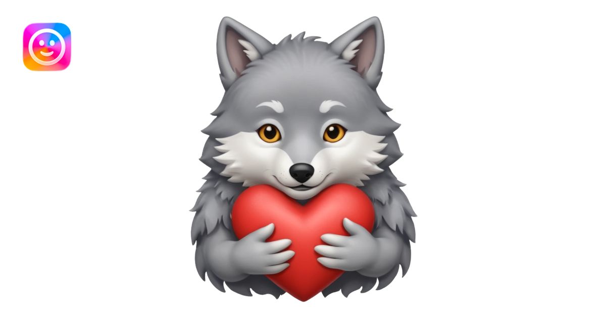 wolf hug heart emoji | AI Emoji Generator