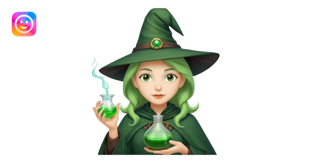 green witch cooking potion emoji | AI Emoji Generator