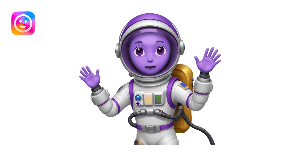 Purple alien floating with jetpack, white Astronaut emoji | AI Emoji ...