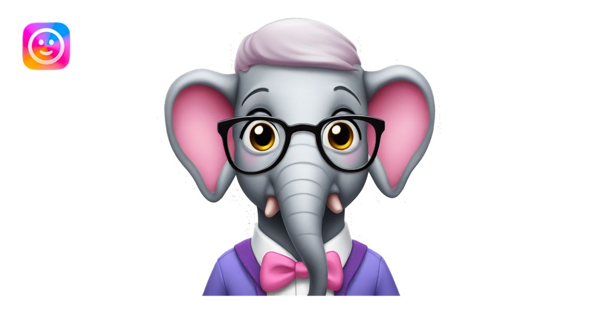 pink nerd elephant emoji | AI Emoji Generator