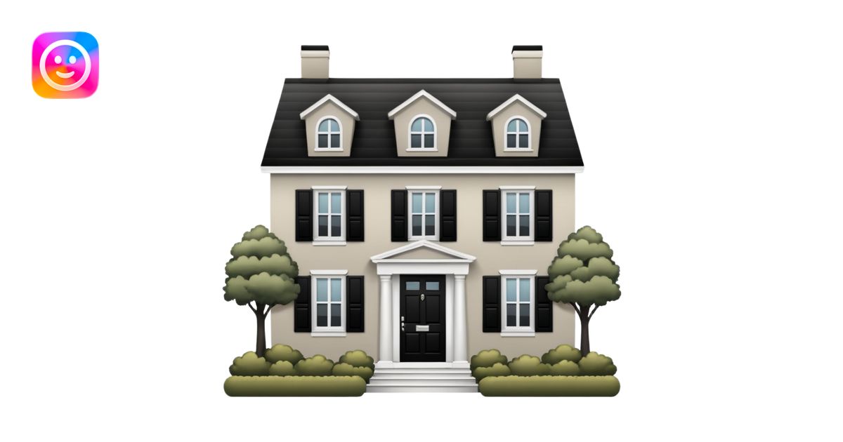 greige colonial house with black shutters and black front door emoji ...
